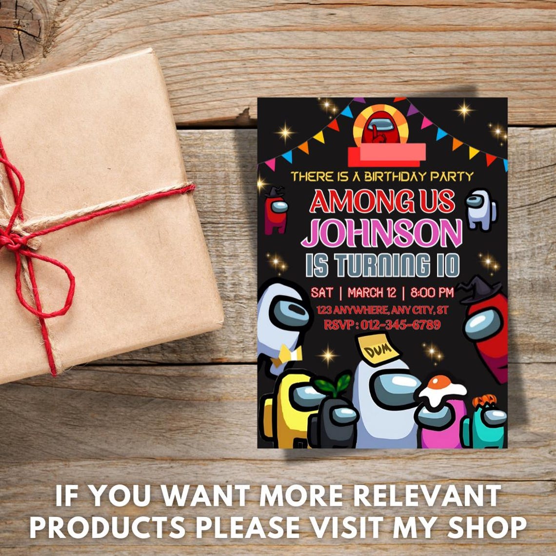 Among Us Invitation Birthday Invitation | Kids Birthday Invitation ...