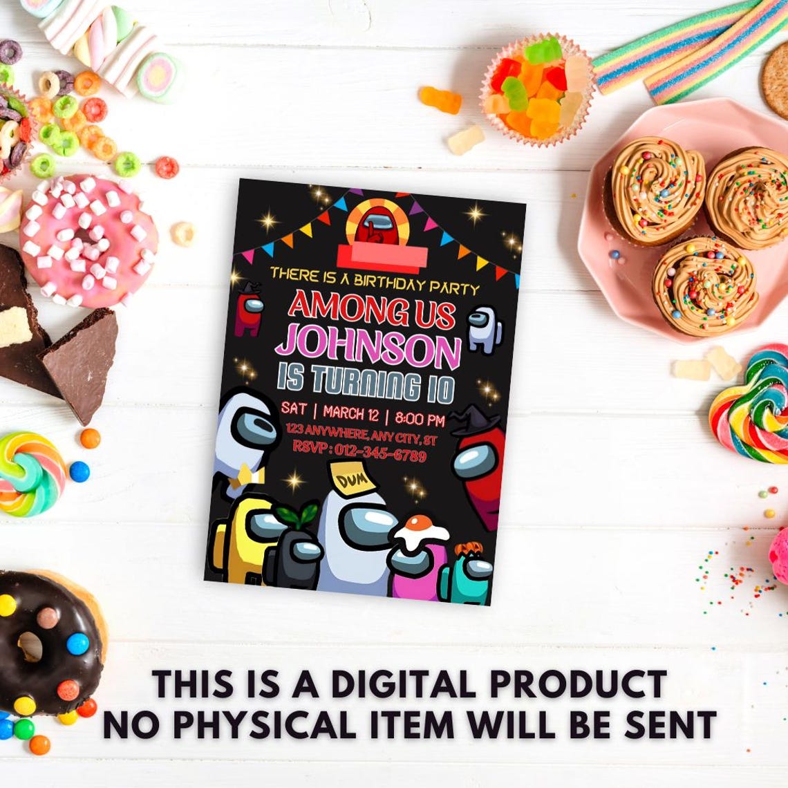 Among Us Invitation Birthday Invitation | Kids Birthday Invitation ...