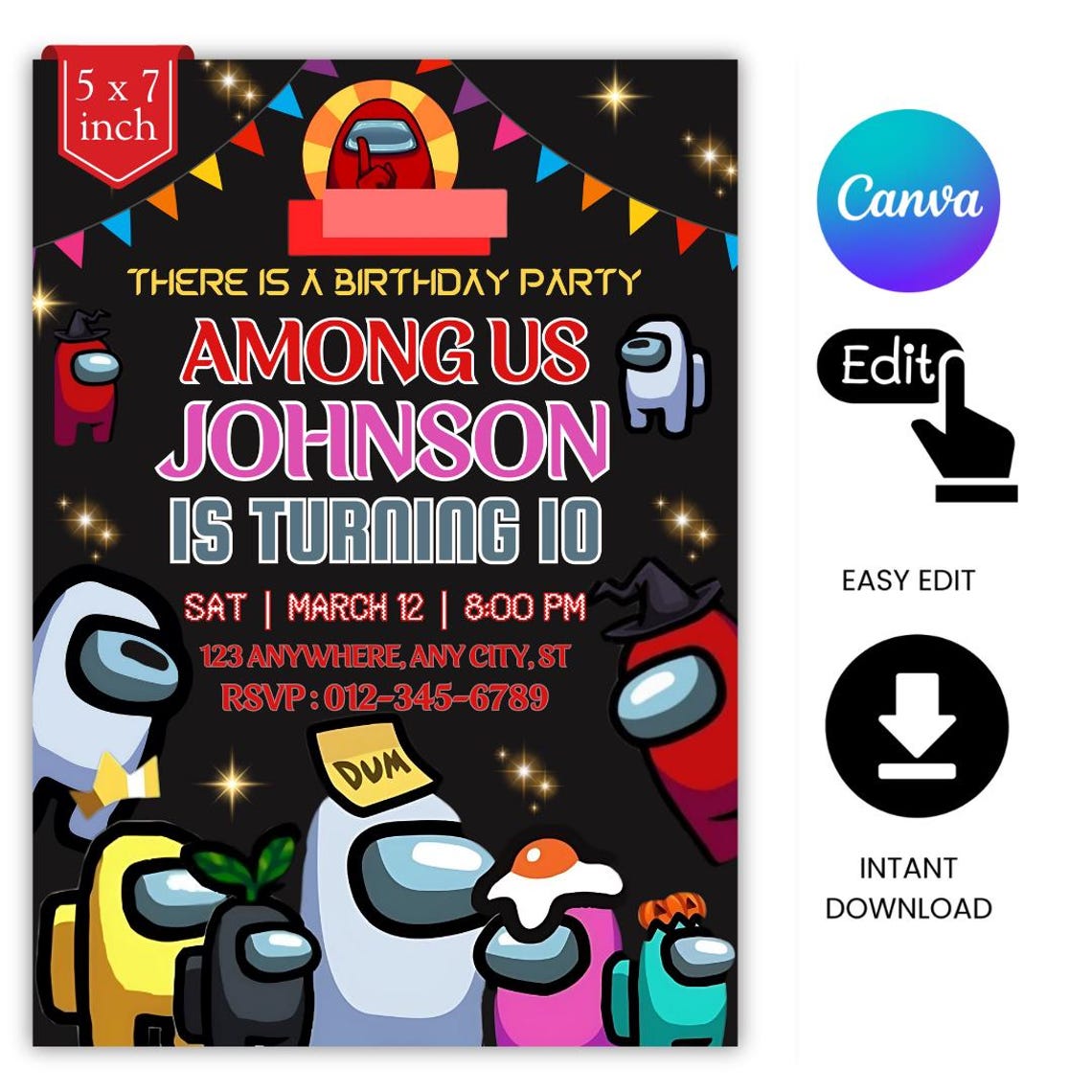 Among Us Invitation Birthday Invitation | Kids Birthday Invitation ...