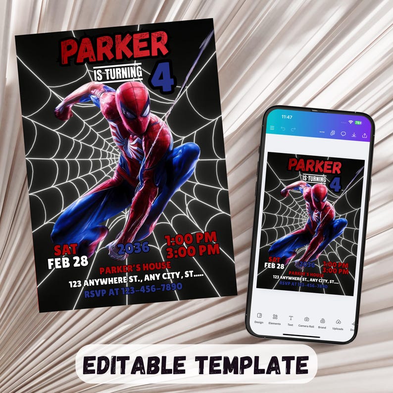 Spider Man Invitation, Spider-man Boys Birthday Party Digital ...