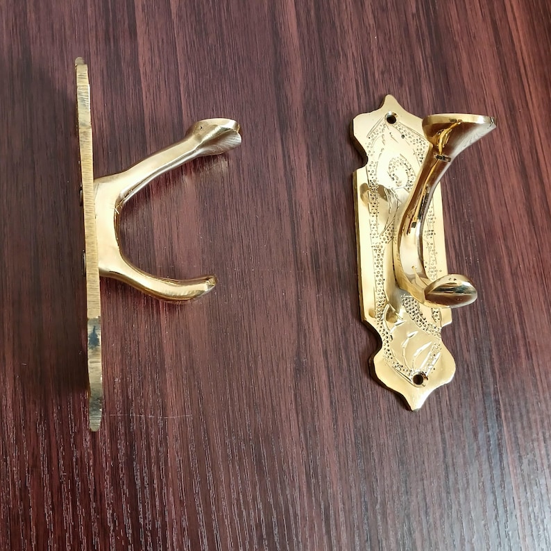 Moroccan Solid Brass Double Wall Hook, Hand Engraved Coat and Towel ...