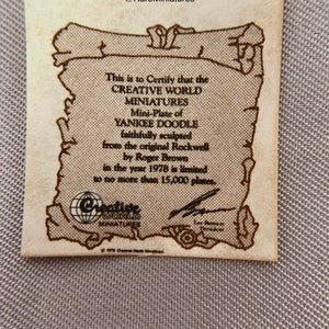 Miniature "yankee Doodle" Copper Plate by Creative World Miniatures ...