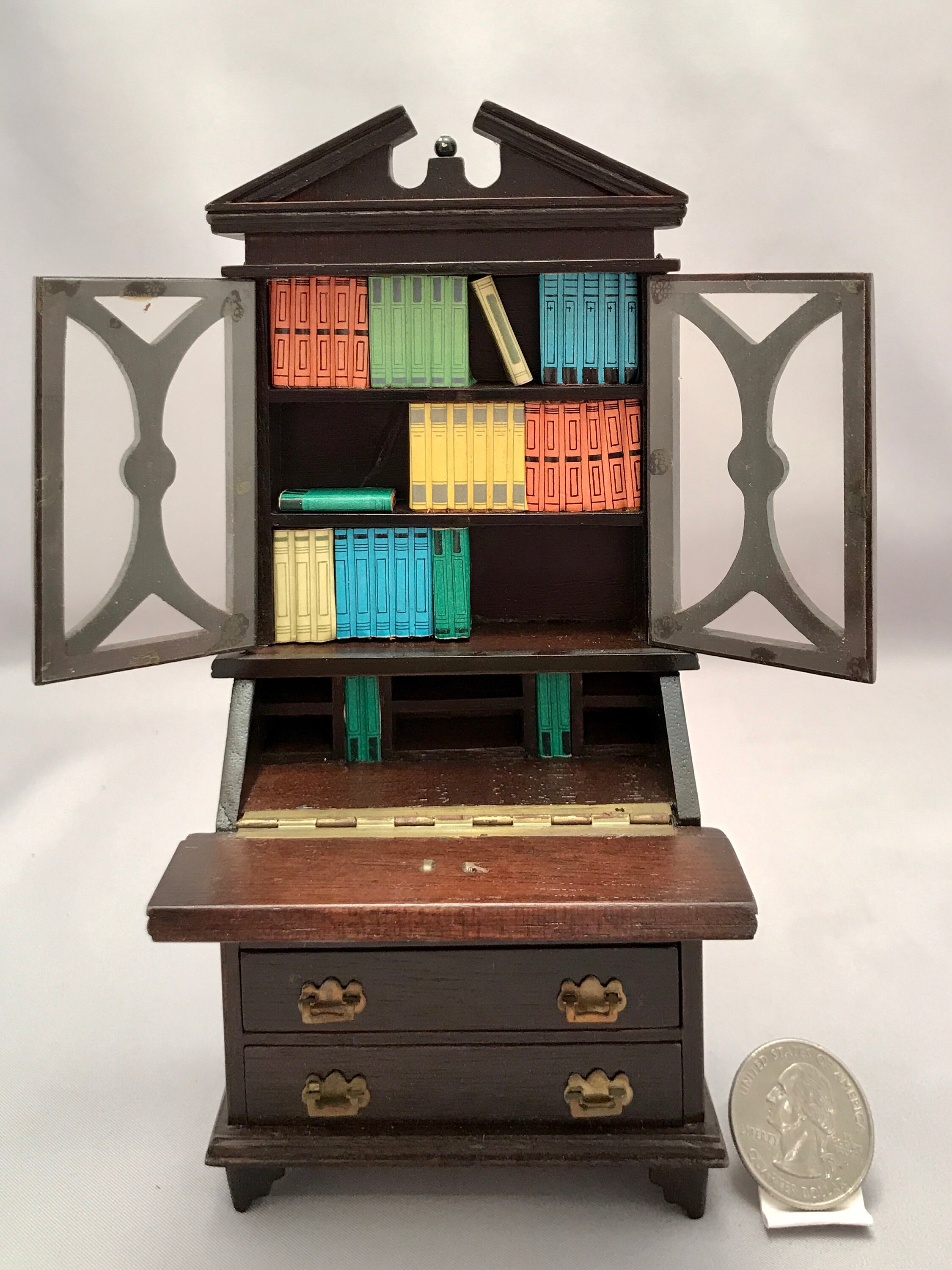 Miniature Georgian Style Drop Front Secretary Desk With Bookcase - Etsy