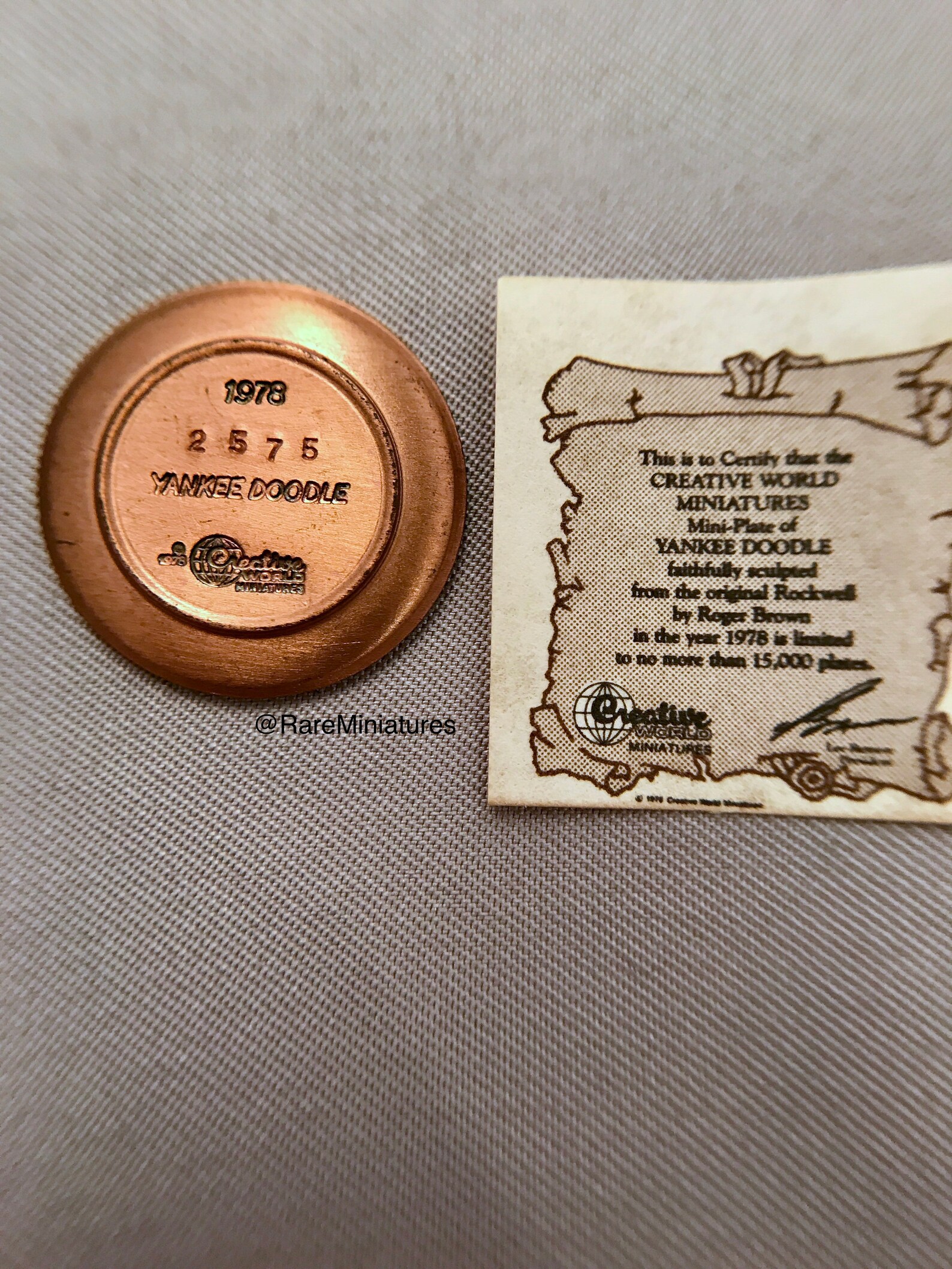 Miniature yankee Doodle Copper Plate by Creative - Etsy