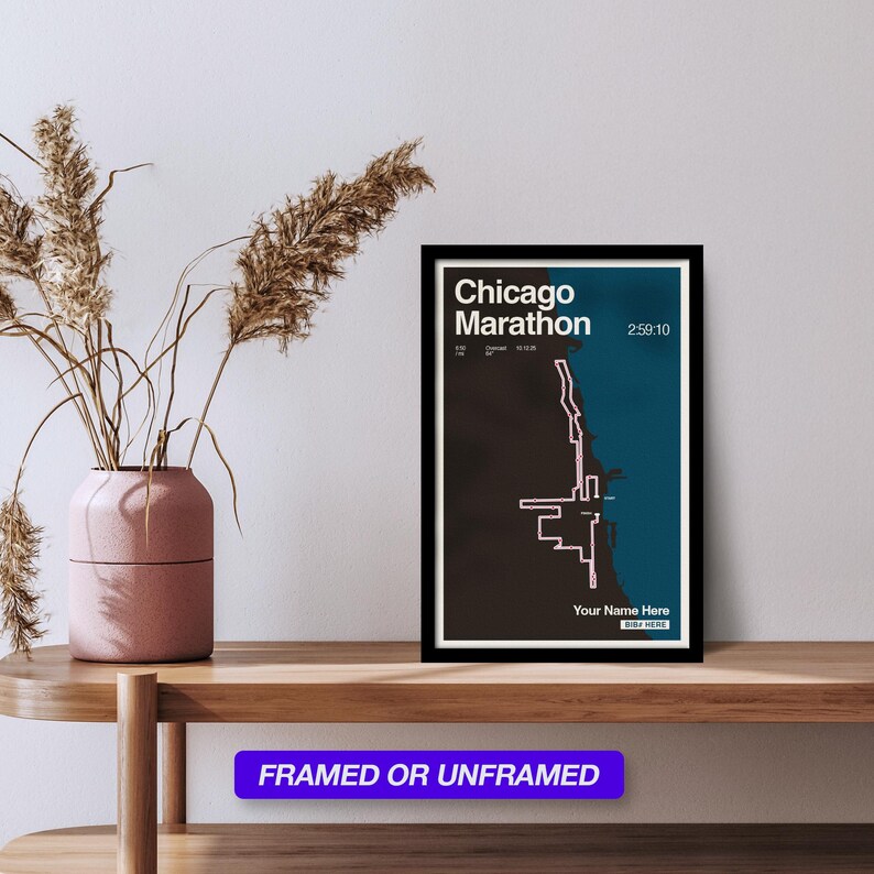 Personalized Chicago Marathon Map Poster: Runner Gift - Etsy