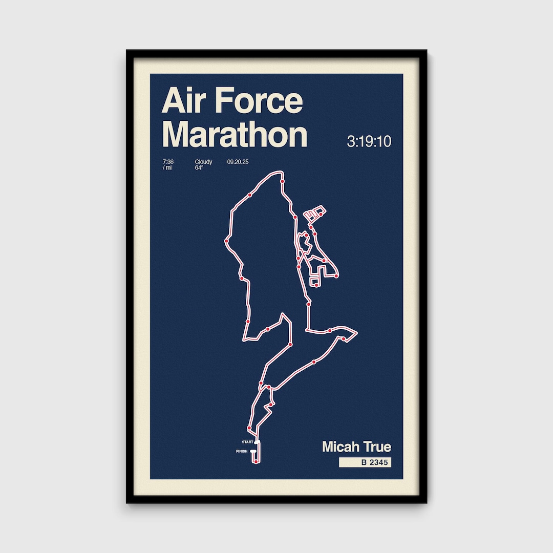 Personalized Air Force Marathon Race Map Print: Custom Runner Gift - Etsy