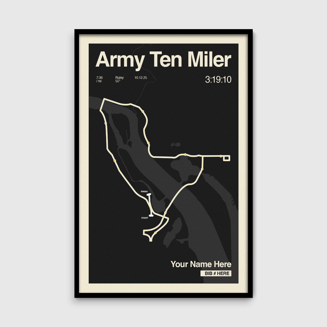 Army Ten Miler Poster | Personalized Marathon Race Map | Custom Army ...