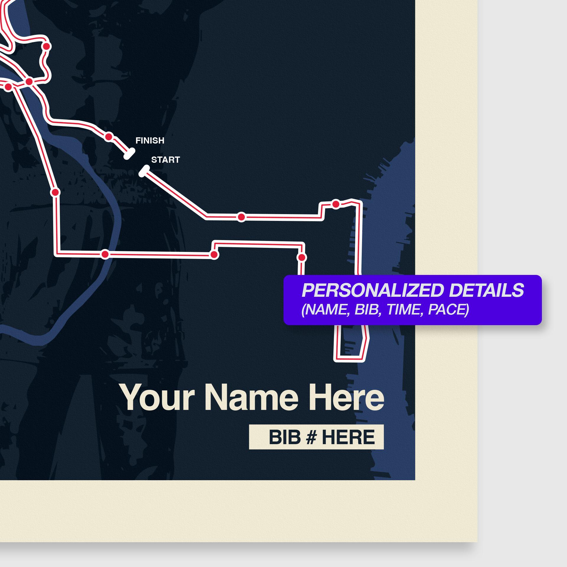 Custom Philadelphia Marathon Poster | Personalized Marathon Race Map ...