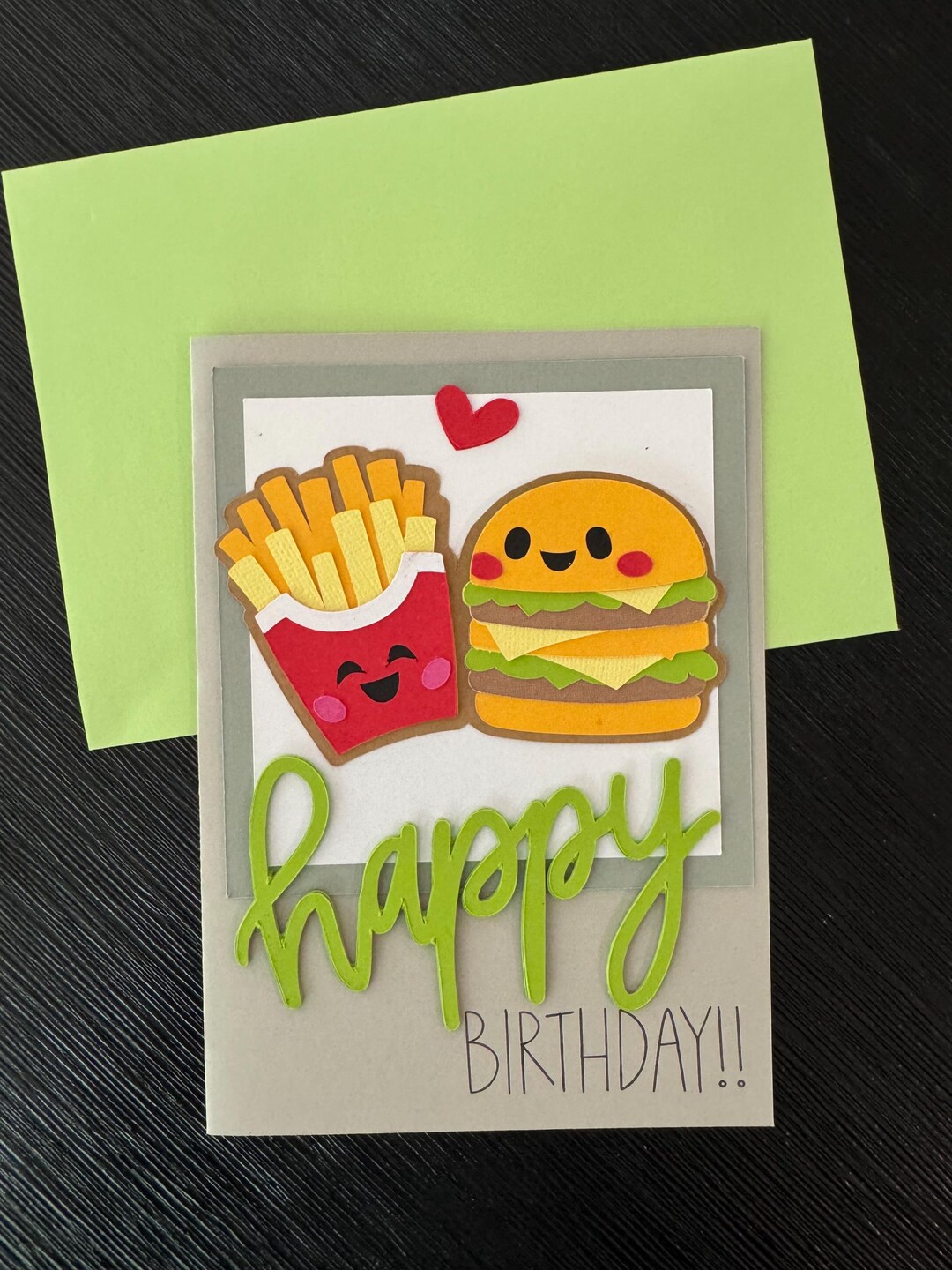 Handmade Burger and Fries Birthday Card | Kawaii Foodie Greeting, 3D ...