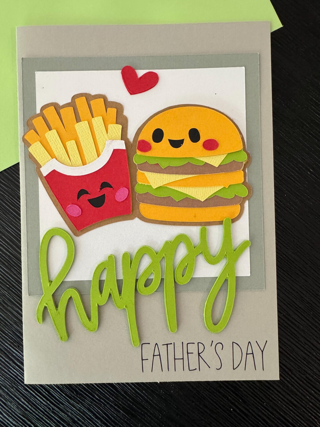 Happy Father’s Day Card – Cute Burger & Fries, Handmade Punny Card for ...
