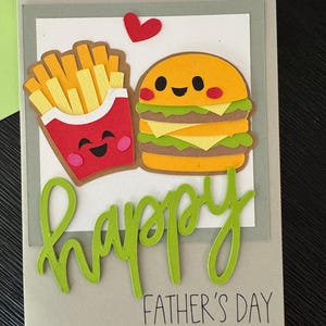 Happy Father’s Day Card – Cute Burger & Fries, Handmade Punny Card for ...