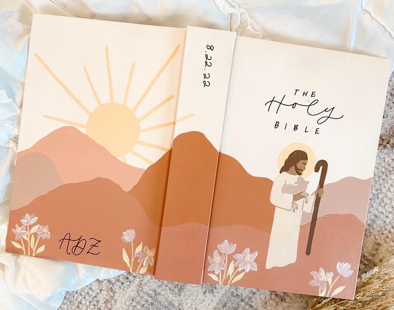 Custom Hand Painted Bible, Personalized Any Design Floral, Landscape ...