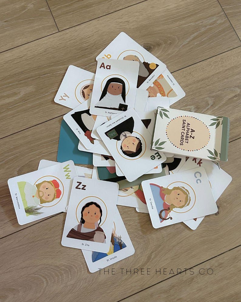 A-Z Alphabet Saint Cards - Etsy