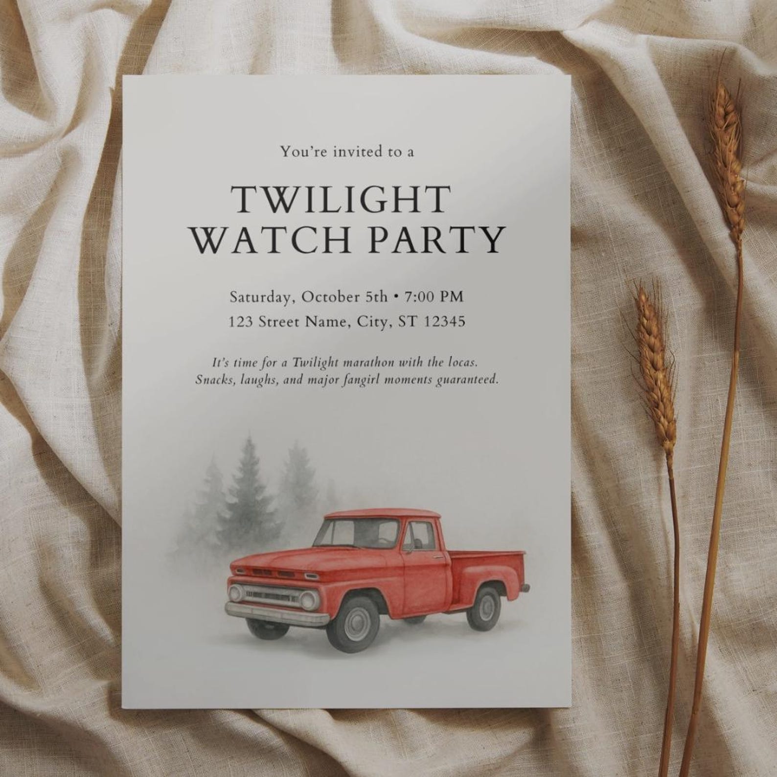 Twilight Watch Party Invitation, Printable Girls Night Movie Invite ...