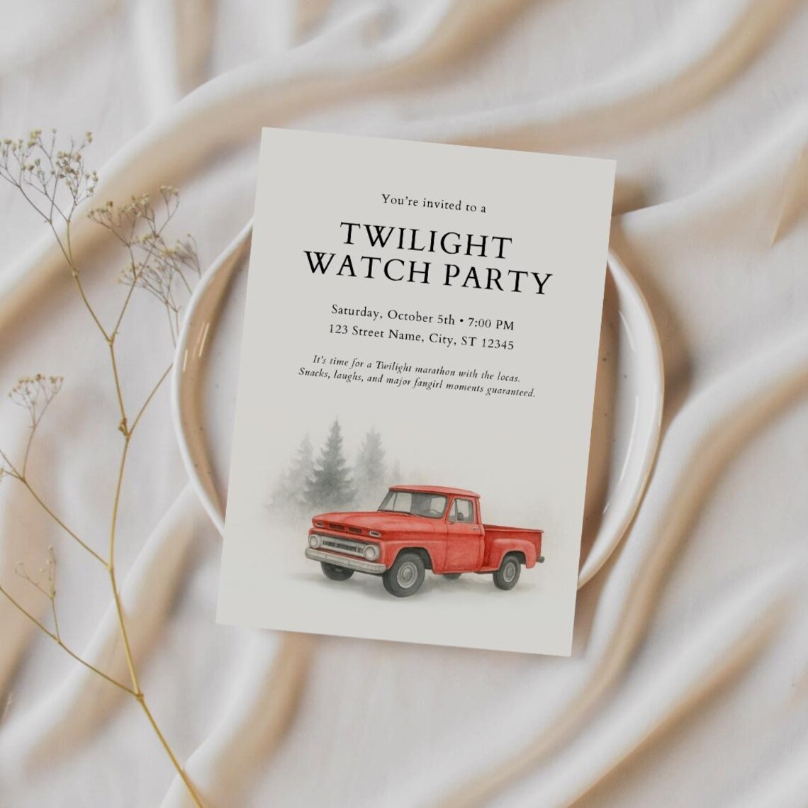 Twilight Watch Party Invitation, Printable Girls Night Movie Invite ...