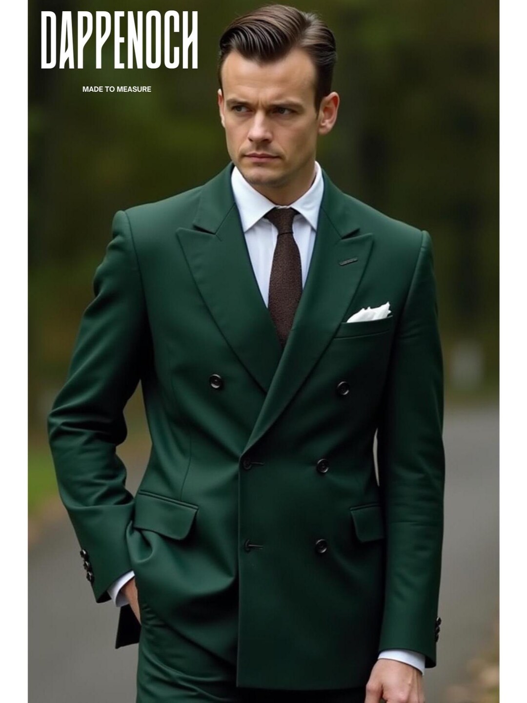 Elegant Green Two Piece Suit for Men, Double Breasted Suit, Men's ...