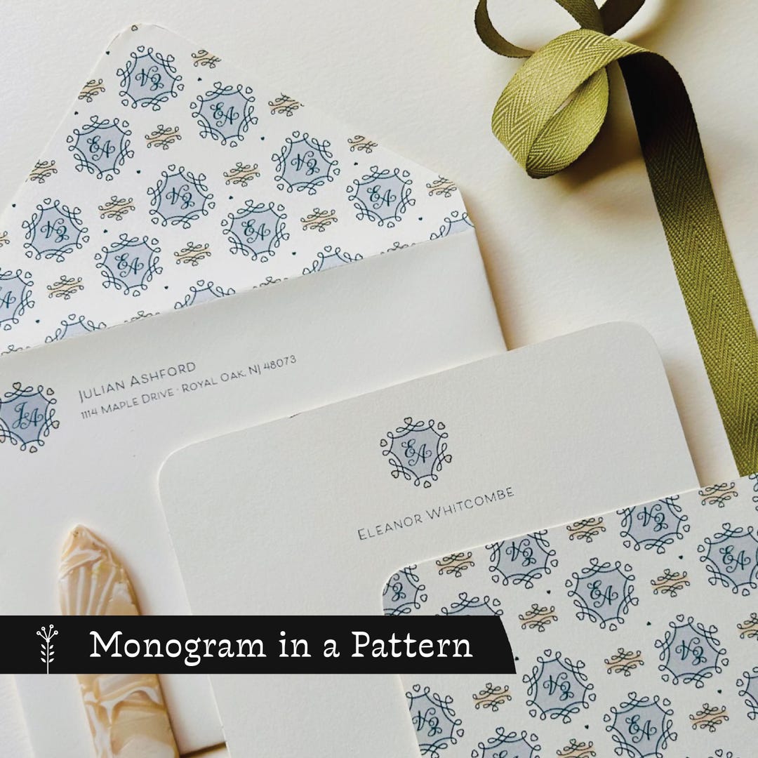 Personalized Handcrafted Monogram Stationery Set No. 9 | Pattern - Etsy
