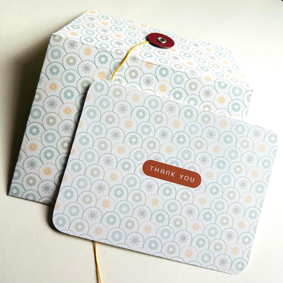 Handmade Floral Stationery Set – Button & String Envelopes, A2 Cards - Etsy