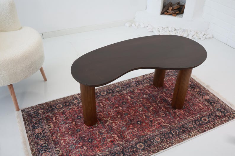 Handmade Kidney-shaped Wooden Center Coffee Table: Authentic Livingroom ...