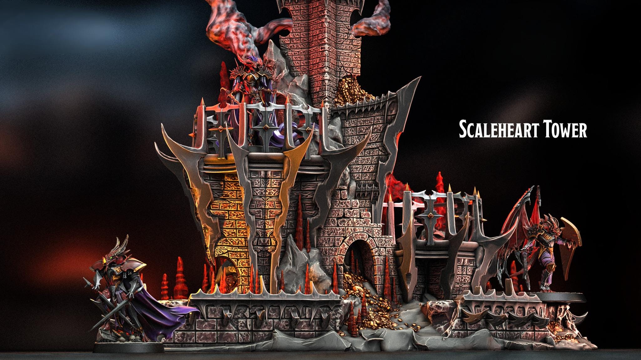 Scaleheart Tower – Infernal Fortress Centerpiece for Fantasy Wargaming ...