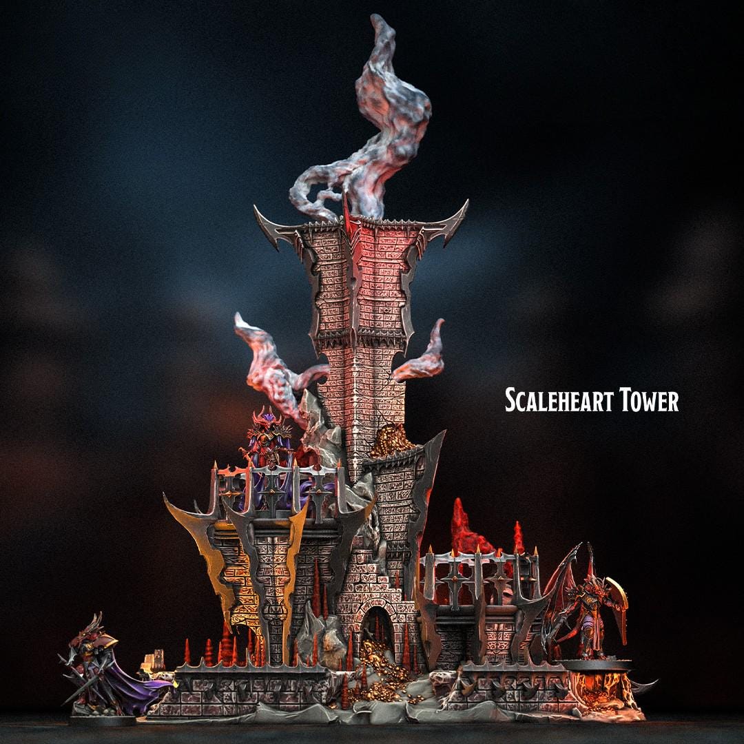 Scaleheart Tower – Infernal Fortress Centerpiece for Fantasy Wargaming ...