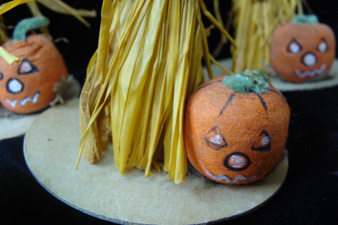 Vintage Halloween Decor Corn Shocks and Pumpkins Set of Four - Etsy