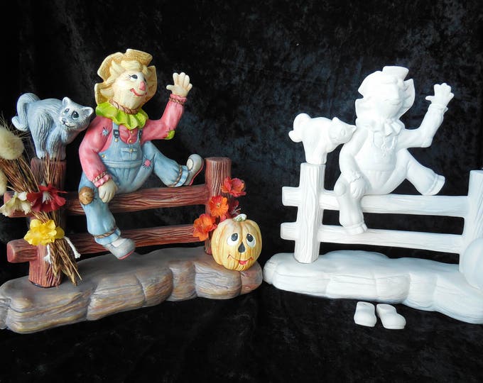 Scarecrow Scene Ready to Paint Ceramic Scarecrow Ceramic - Etsy
