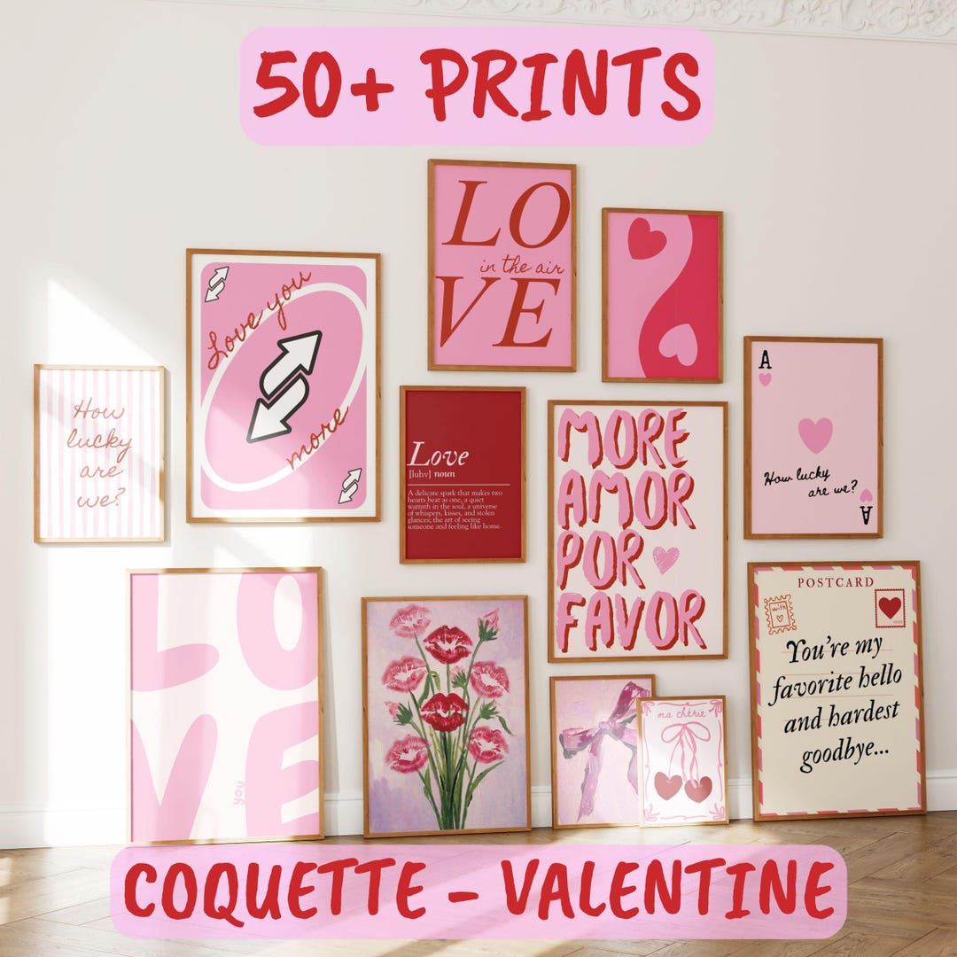 55 Valentine's Day Prints Bundle – Romantic Gallery Wall Decor (digital ...