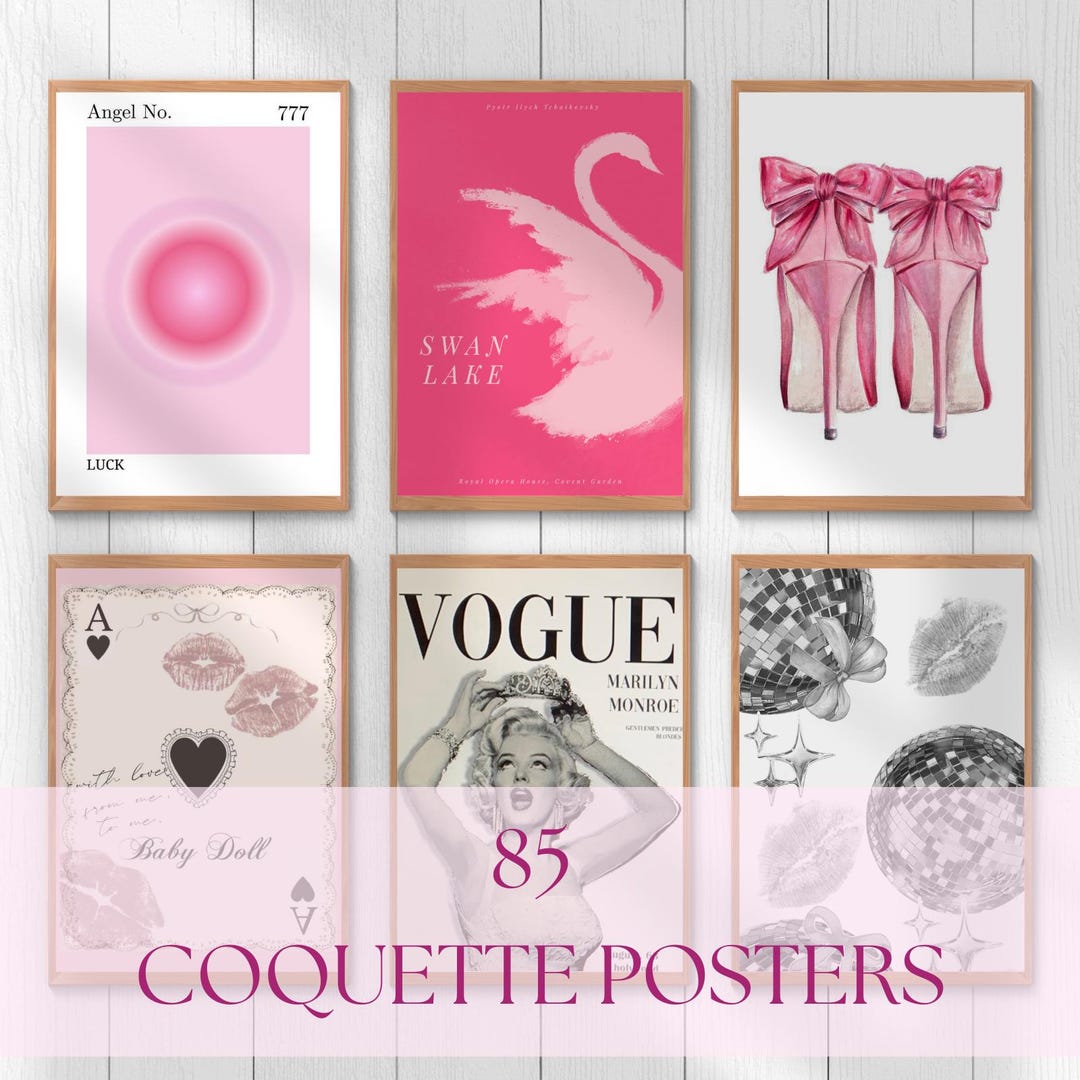 85 Coquette Posters Aesthetic | Vintage-inspired Wall Collage Kit ...