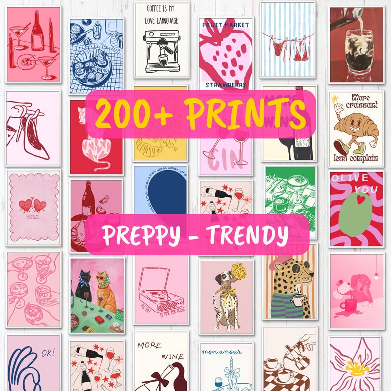200 Colorful Preppy Dopamine Posters – Trendy Wall Art for Dorms ...