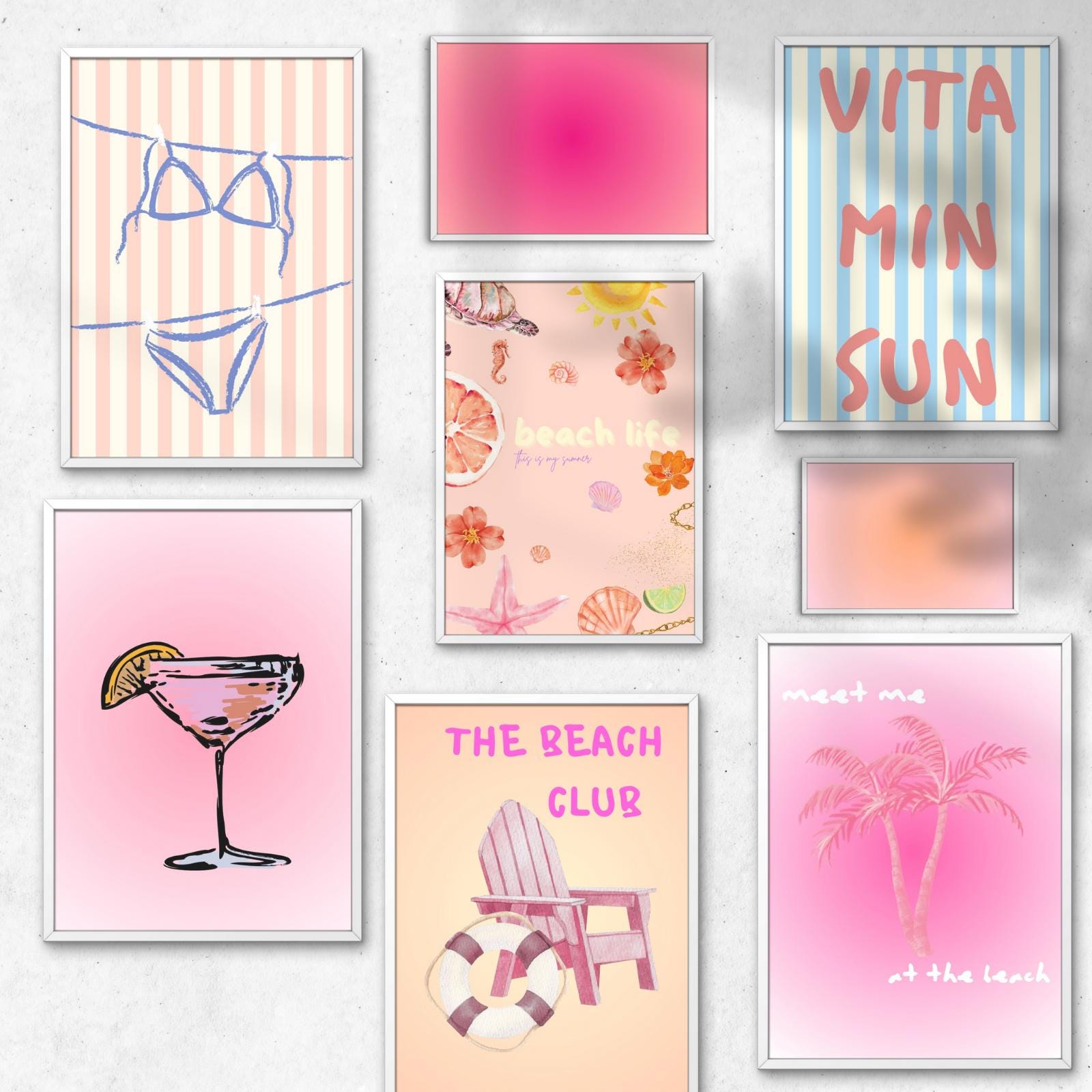 55 Preppy Posters Aesthetic, Digital Preppy Prints Set, Preppy Pink ...