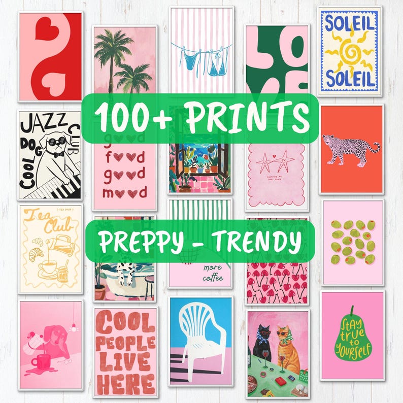 100 Colorful Preppy Dopamine Posters – Trendy Wall Art for Dorms ...
