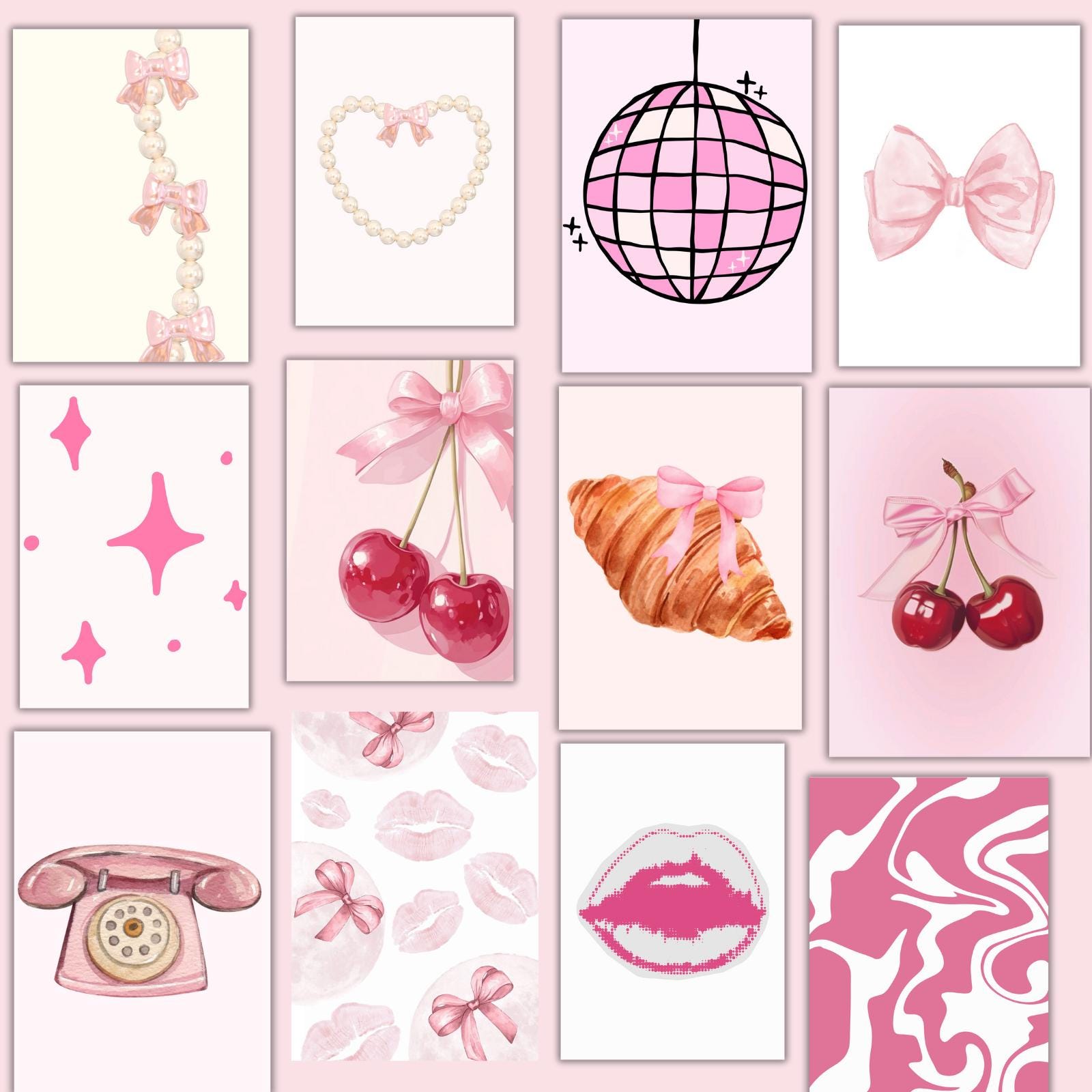 110 Coquette Pink Aesthetic Posters | Vintage-inspired Wall Collage Kit ...