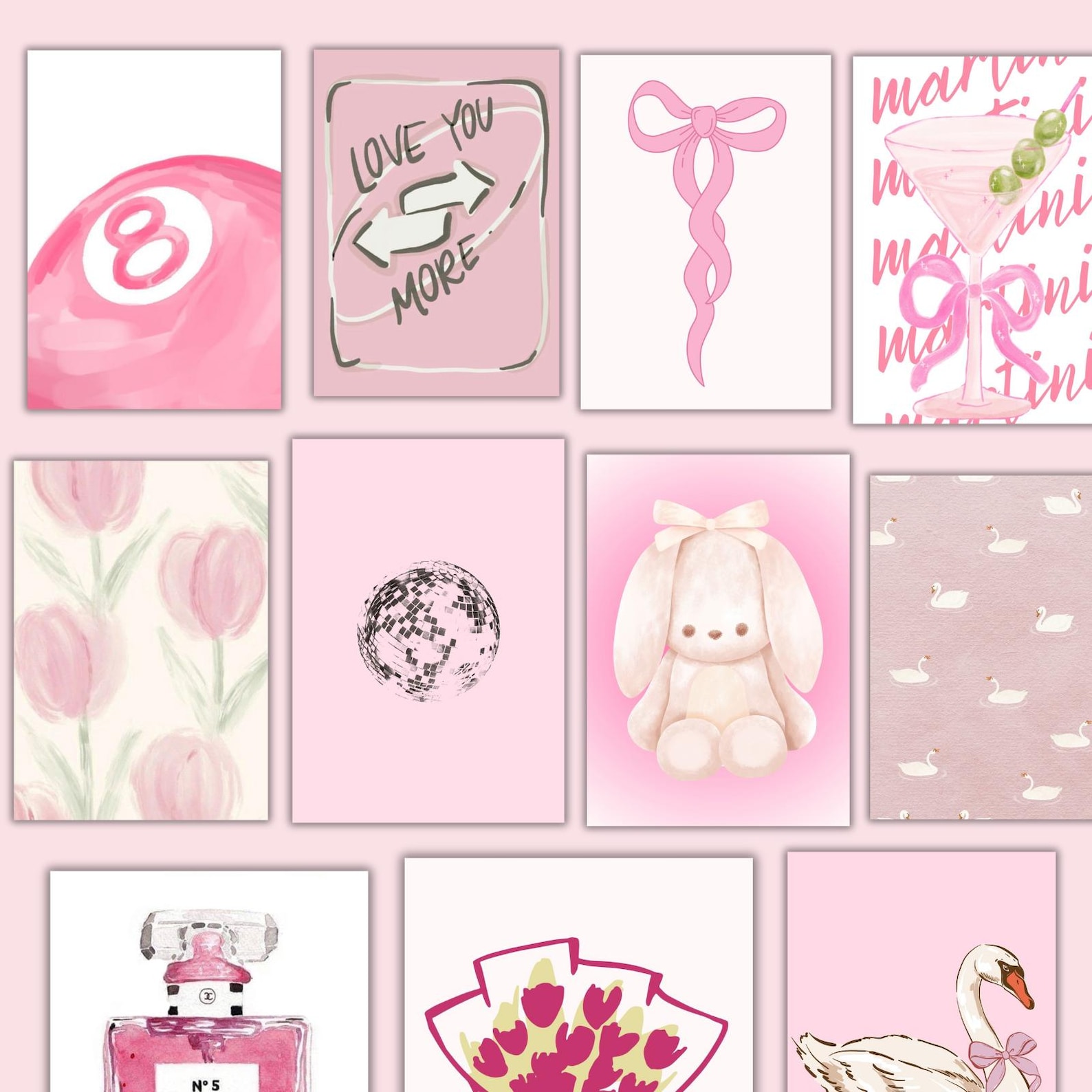 110 Coquette Pink Aesthetic Posters | Vintage-inspired Wall Collage Kit ...