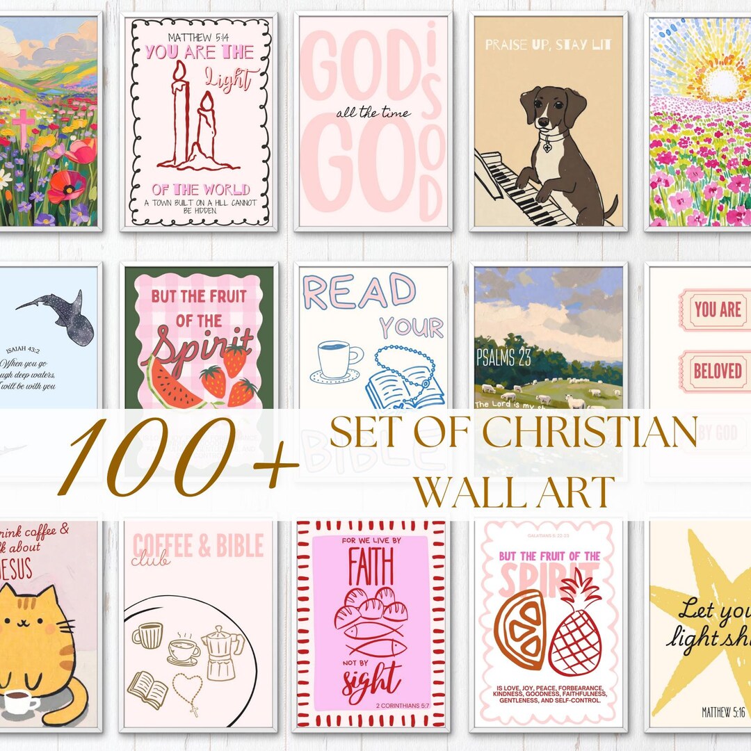 100 Christian Scripture Art Prints, Trendy Faith Decor (digital ...