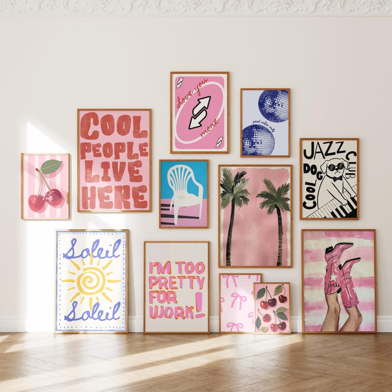 200 Preppy Gallery Wall Art Prints | Retro Eclectic Decor (digital ...