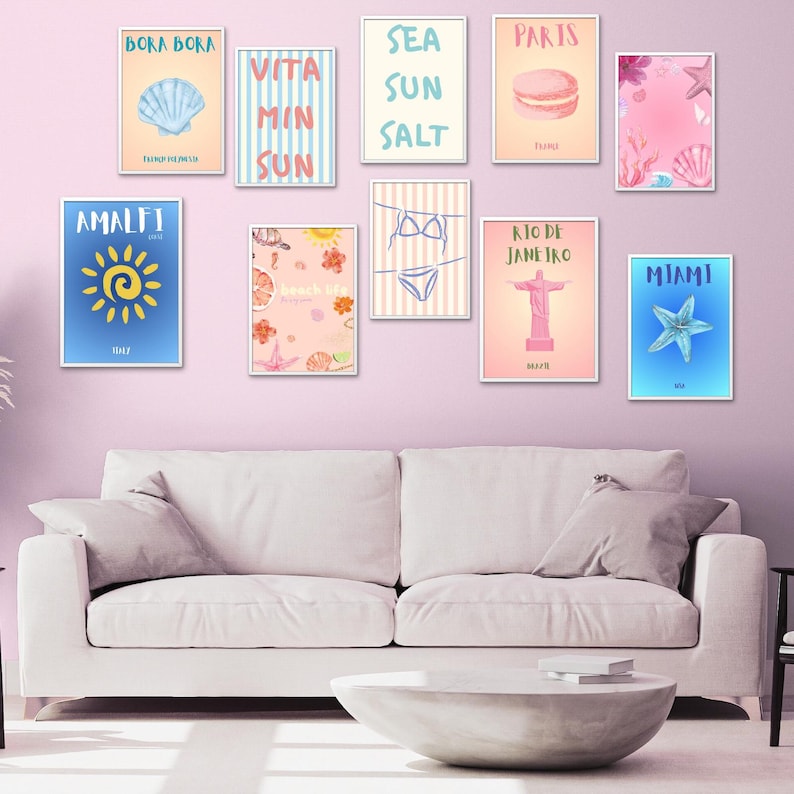 55 Preppy Posters Aesthetic, Digital Preppy Prints Set, Preppy Pink ...