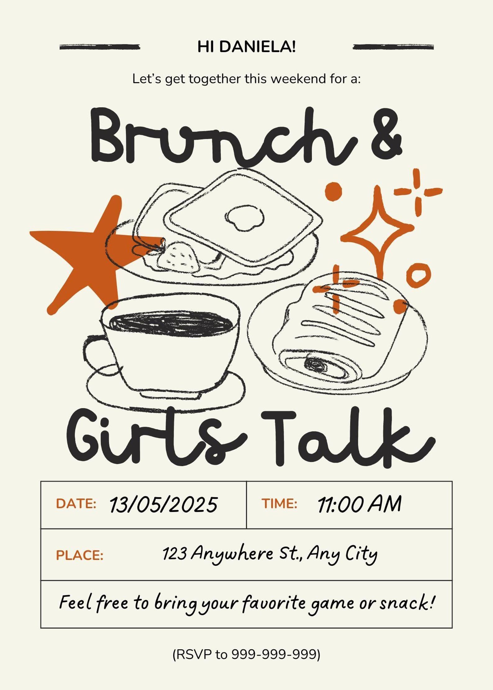Brunch & Girls Talk Invitation Editable Digital Download - Etsy