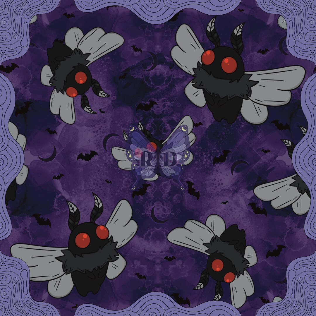 Mothman Seamless Pattern, Hand-drawn, 300dpi, 12x12in, Fabric Pattern ...