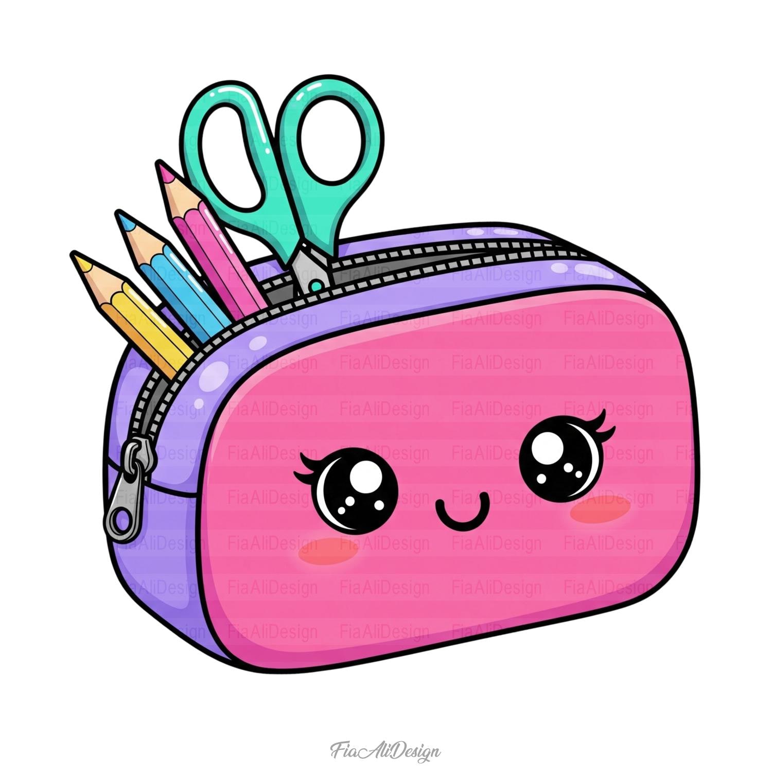Cute Stationery Clipart, Kawaii School Supplies, Kawaii Stationery ...