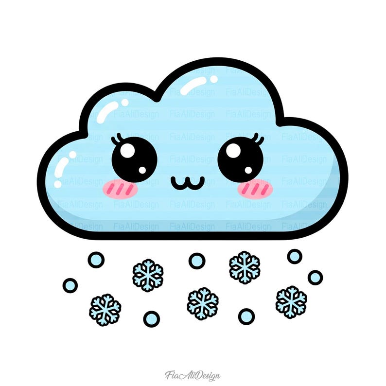 Mood of the Sky Clipart, Adorable Weather, Kawaii Sky Clipart, Cute ...