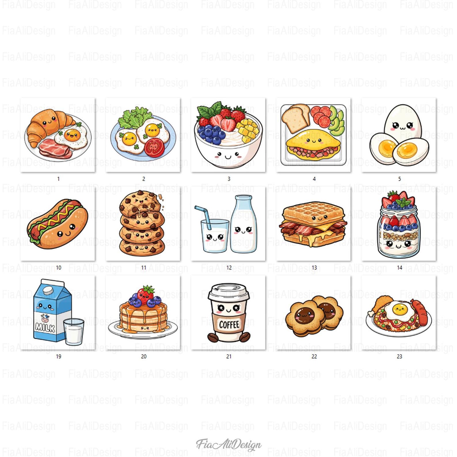 Lovely Breakfast Time Clipart, Kawaii Food Clipart, Cute Kawaii ...