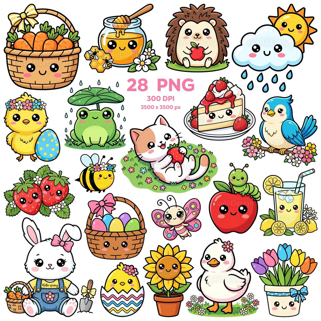 Happy Spring Days Clipart, Spring Clipart, Cute Spring Animals, Easter ...