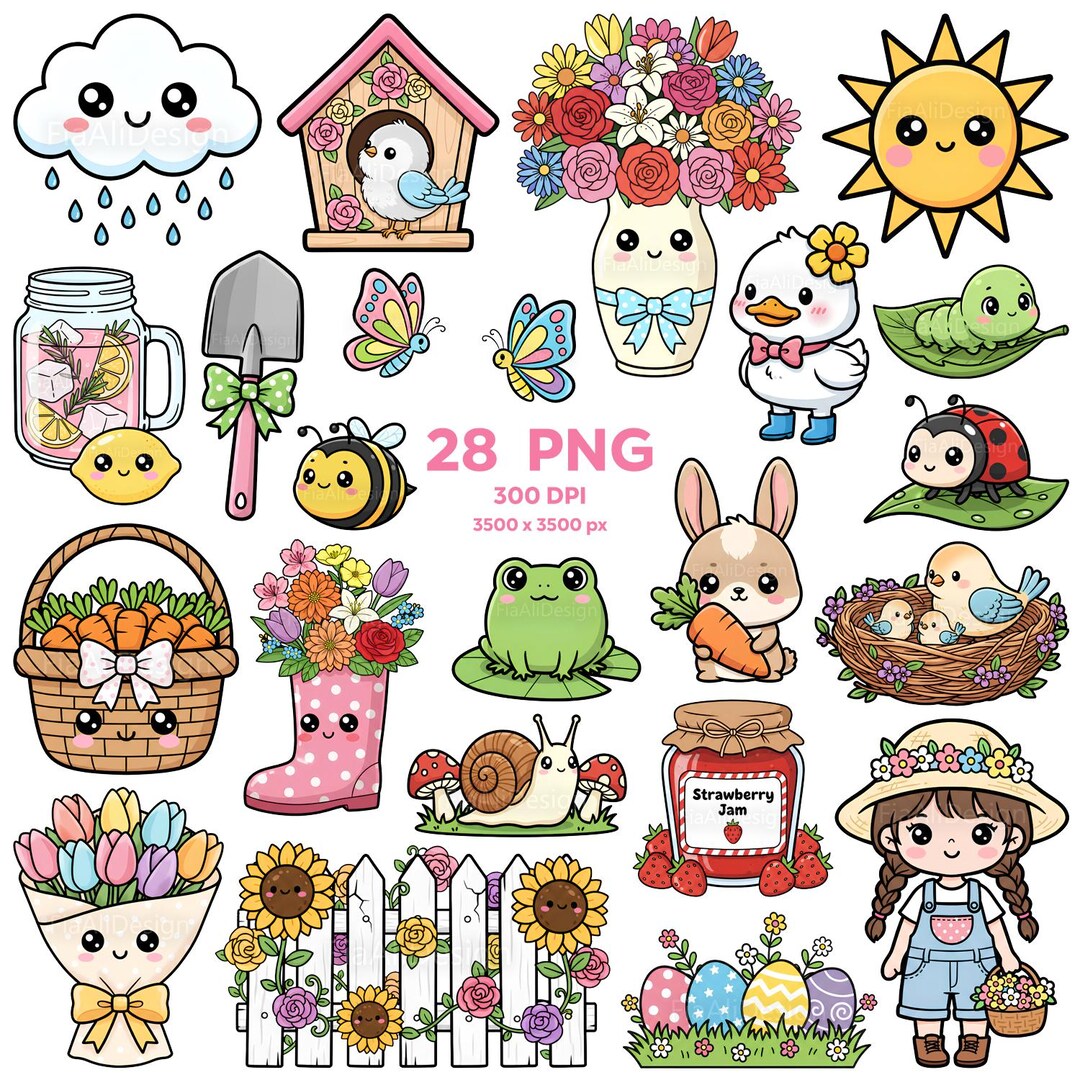 Hello Spring Cuties Clipart, Cute Spring Clipart, Spring Animals ...