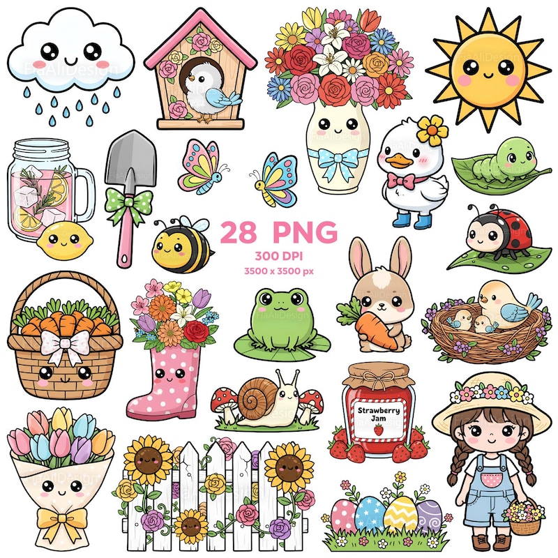 Hello Spring Clipart - Etsy