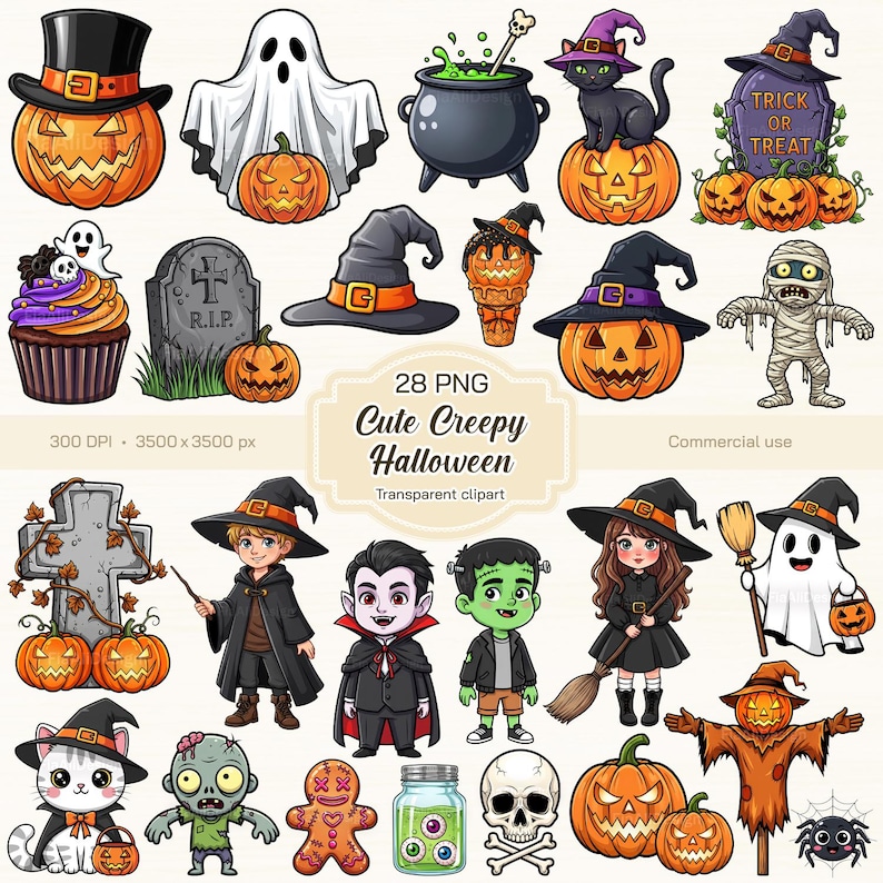 Cute Creepy Halloween Clipart, Haunted Cute Halloween Clipart ...