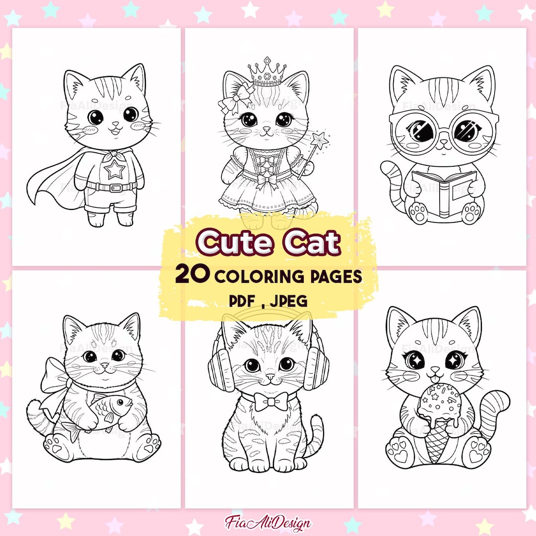 Cute Cat Coloring Pages, Cat Coloring Book, Coloring Book, Animal ...