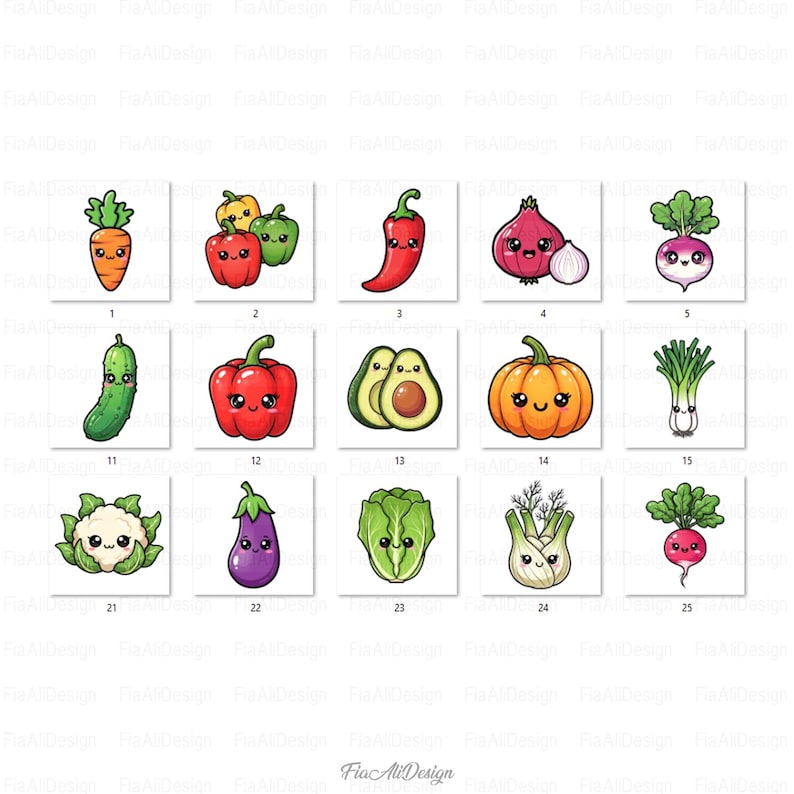 Cute Veggie Friends Clipart, Kawaii Vegetable Clipart Set, Cute ...