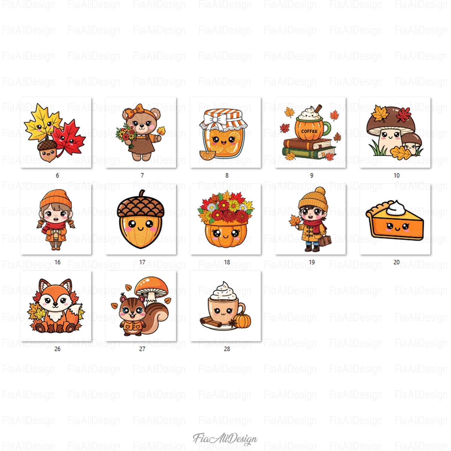 Cozy Autumn Kawaii Clipart, Happy Autumn Days Clipart, Kawaii Fall ...