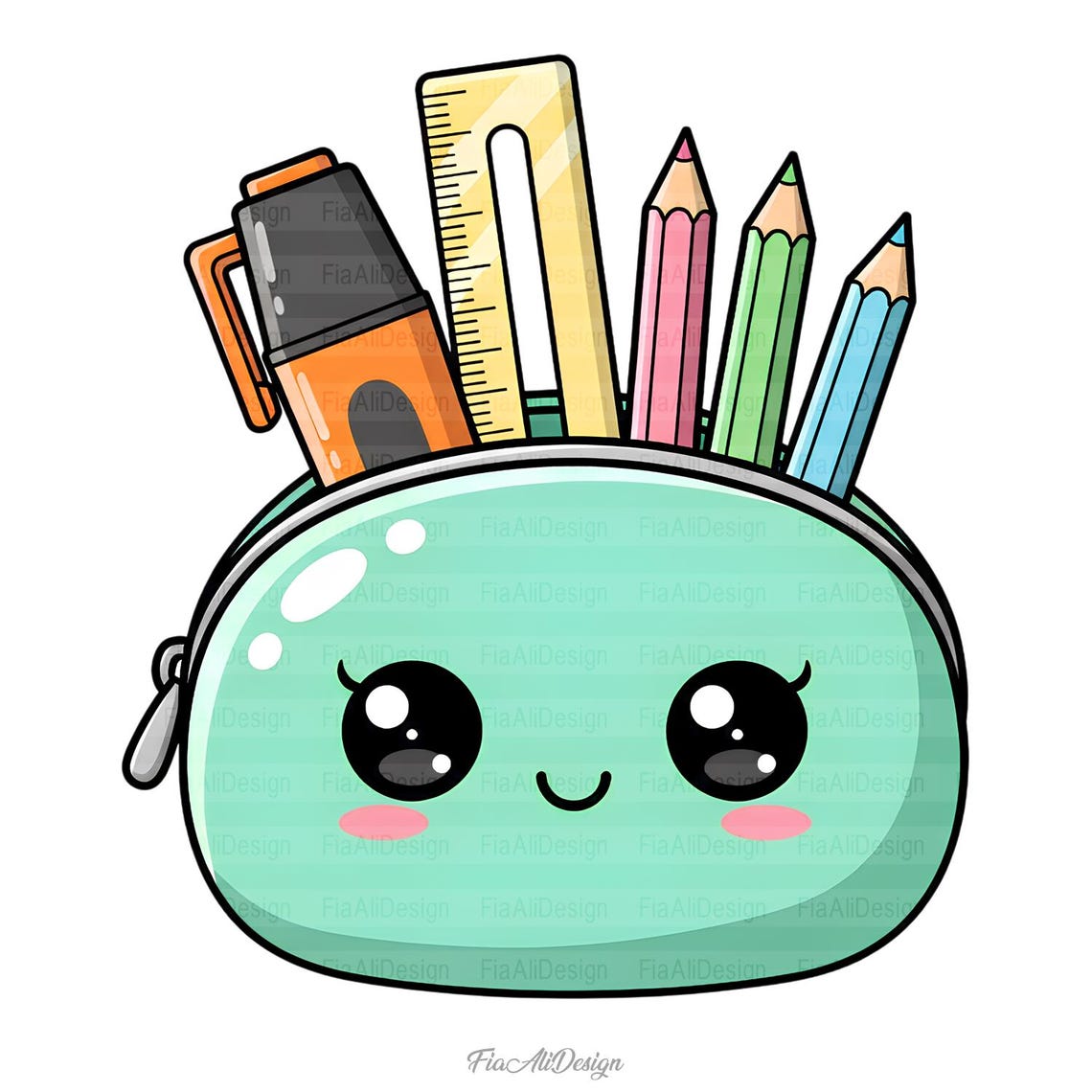 Sweet School Stationery Clipart, Back to School Clipart, Kawaii ...